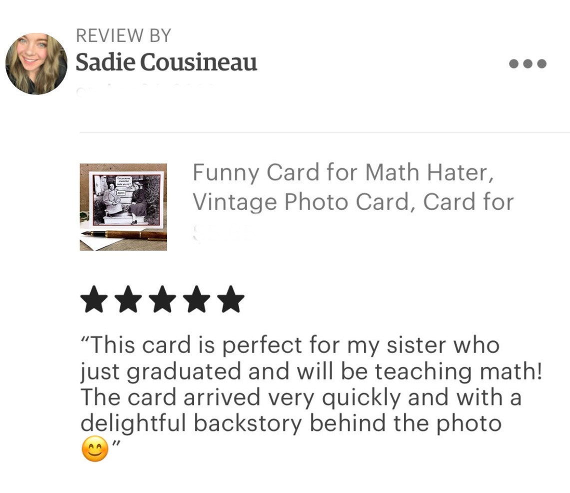 Funny Card for Math Hater Vintage Photo Card Card for Math | Etsy