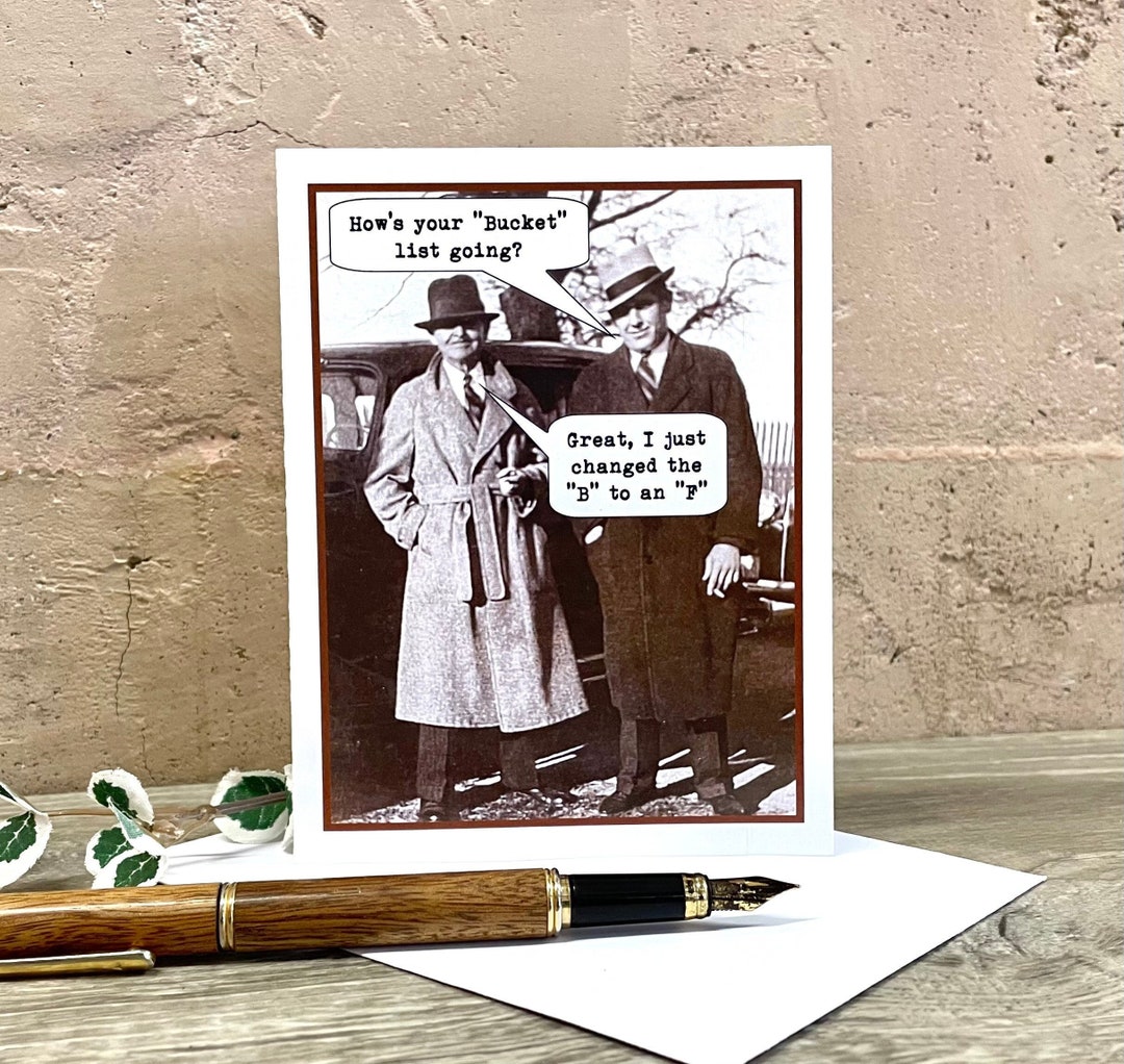 Bucket List Card for Man, Birthday Card for Male Friend, Funny Vintage ...