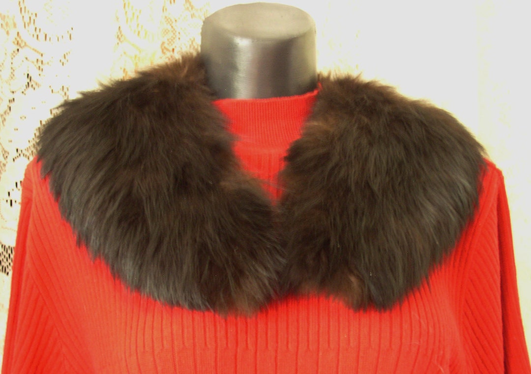 Fox Fur Collar in Black Fox Fur......vintage Black Fox Fur Collar ...