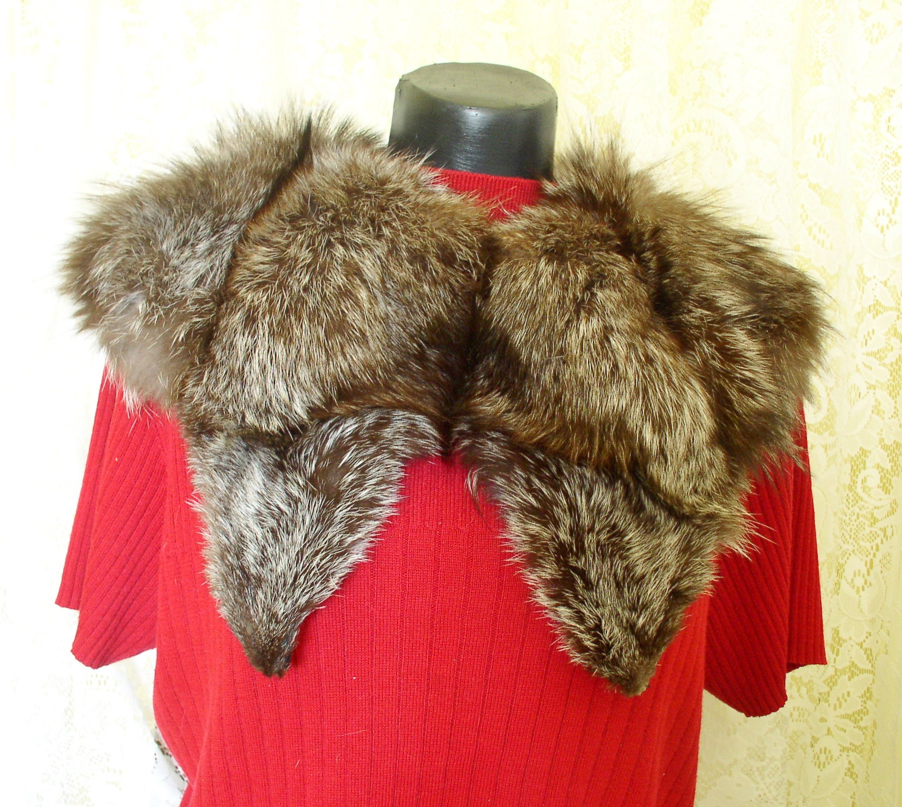 Fox Collar Silver Fox Fur Collar....fox Fur Silver Fox Collar - Etsy