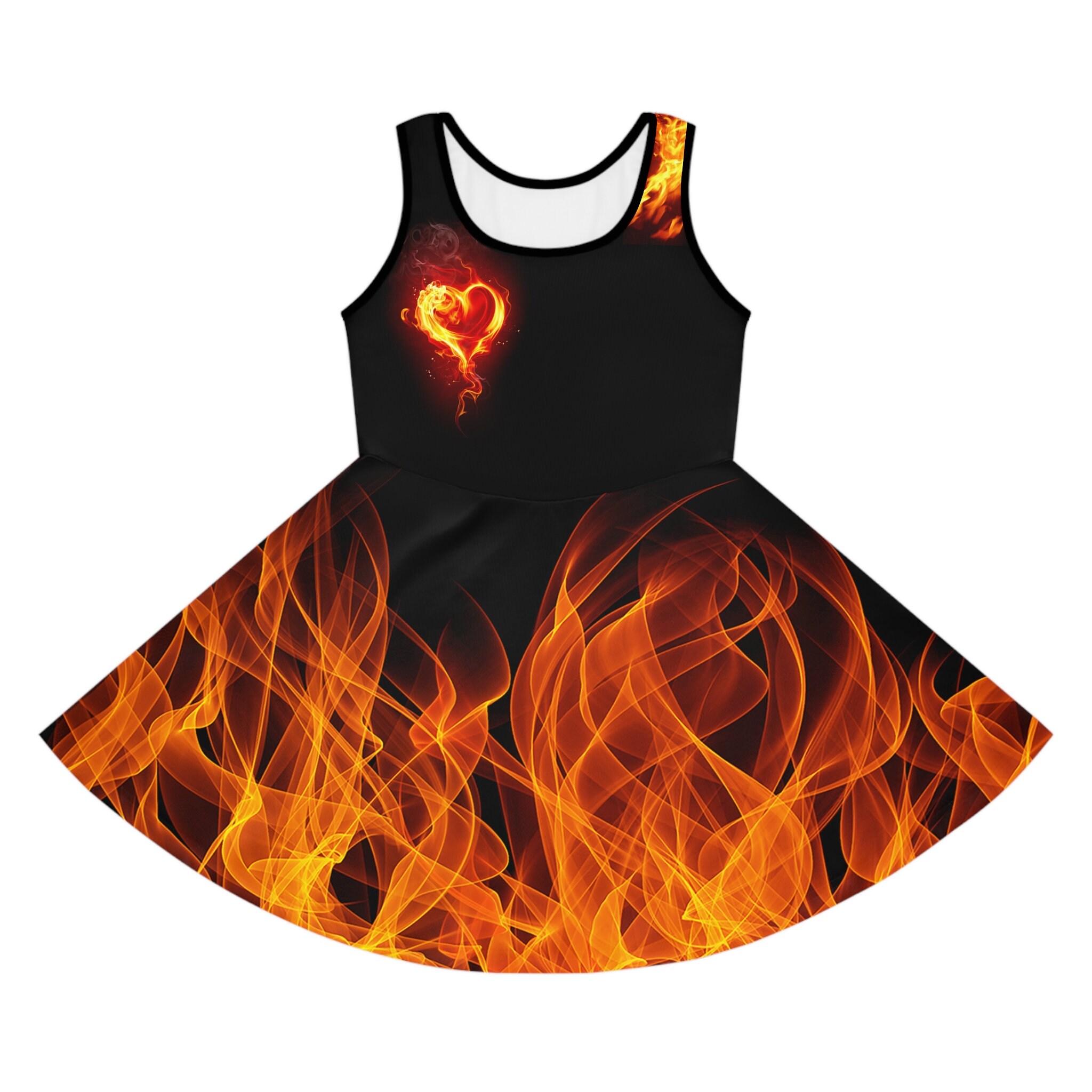 FIRE Sundress, Girls Fire Dress, Girl on Fire Dress, Flame Dress, Heart ...