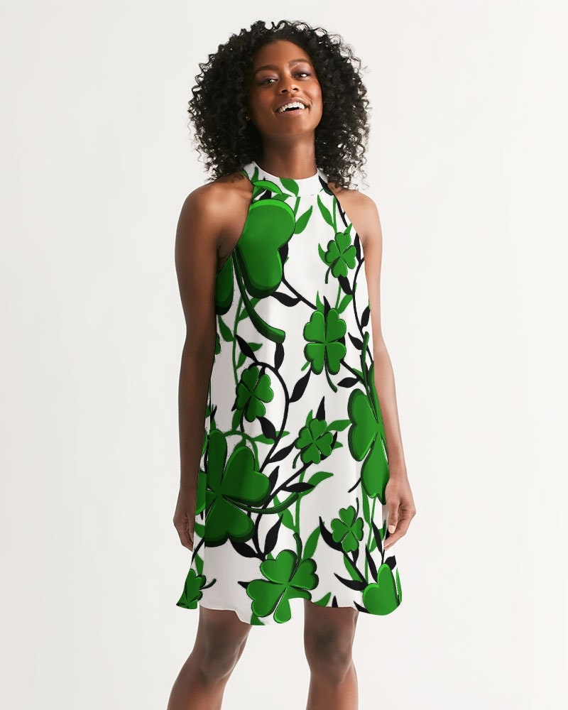 Women's Halter Dress Clover Print, Irish Apparel, Irish Dress, Irish ...