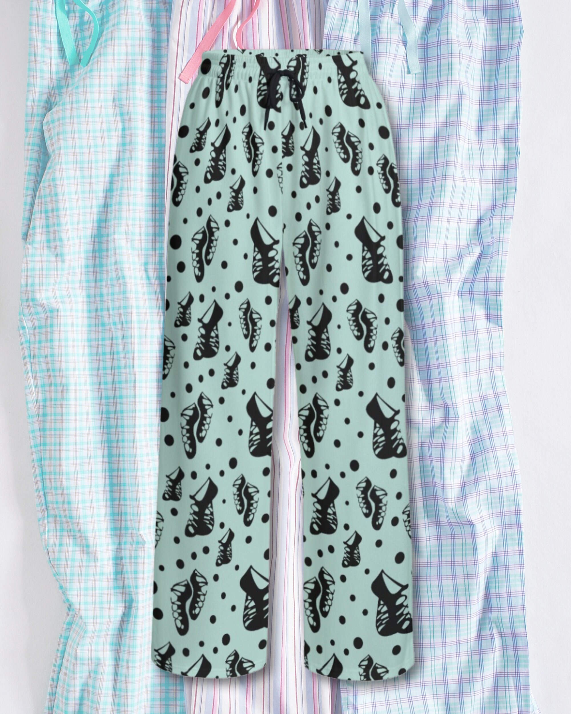 Ghillie Print Knitted Fleece Wide Leg Pants, Irish Dance Pants, Pull on ...