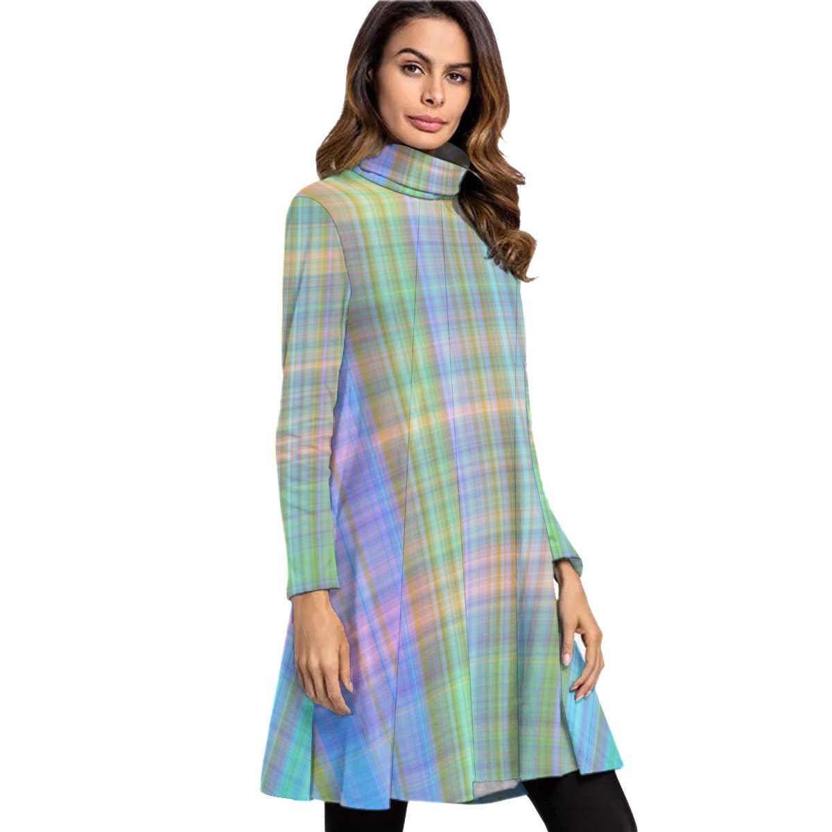 Scottish Plaid Long Sleeve Dress, Tartan Dress, Spring Plaid Dress ...