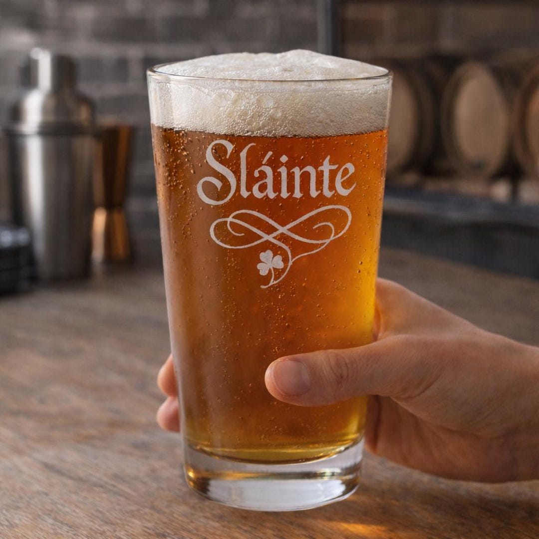 Engraved Sláinte Pint Glass, Celtic Shamrock Toast, Irish Beer Glass - Etsy