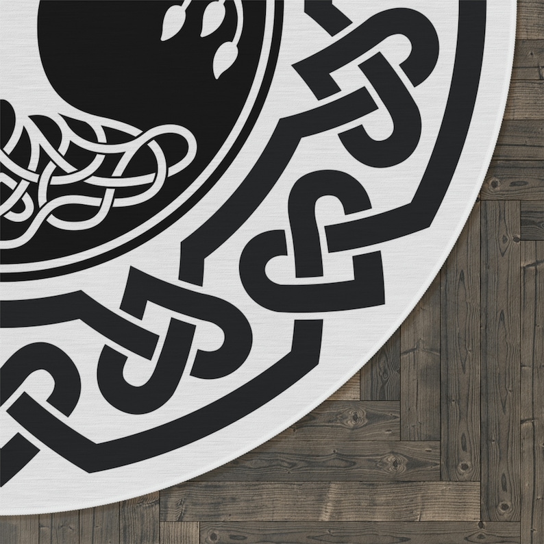Tree of Life Celtic Knot Round Rug, Black and White Round Rug, Celtic ...