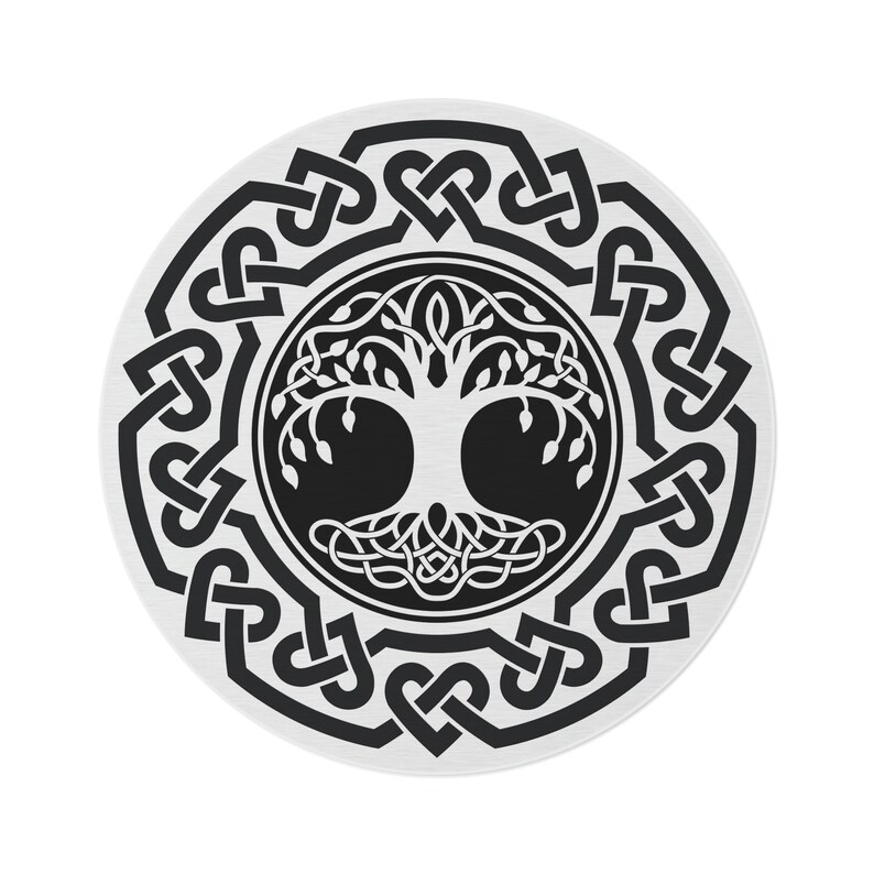 Tree of Life Celtic Knot Round Rug, Black and White Round Rug, Celtic ...