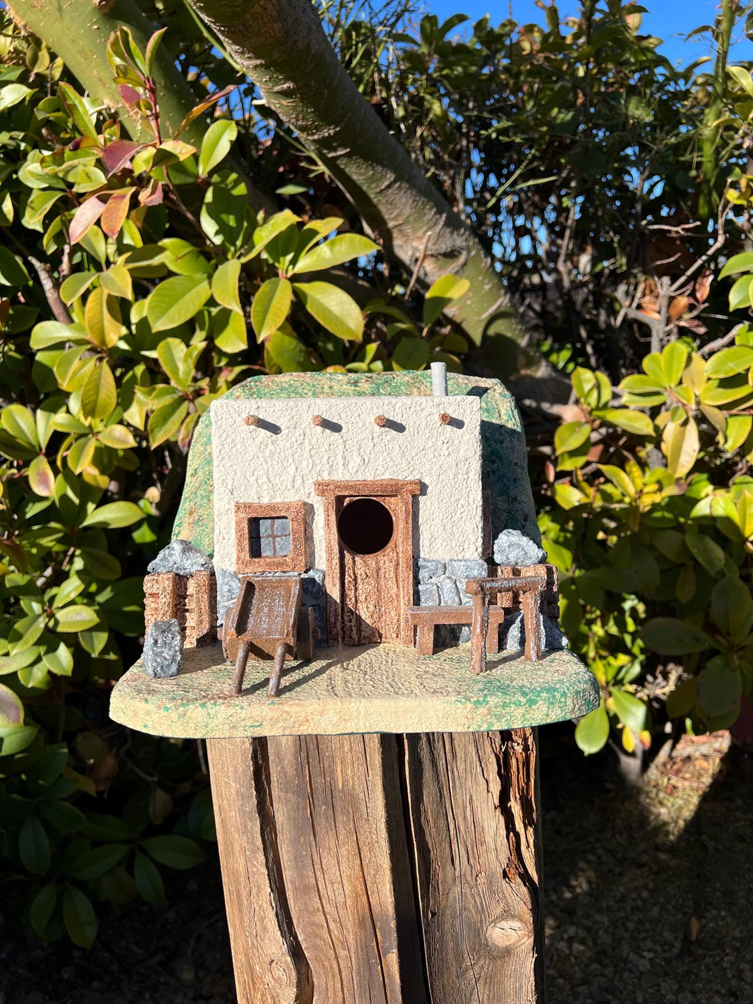 Adobe Hillside Cedar Birdhouse: Vented Clean Out Door - Etsy