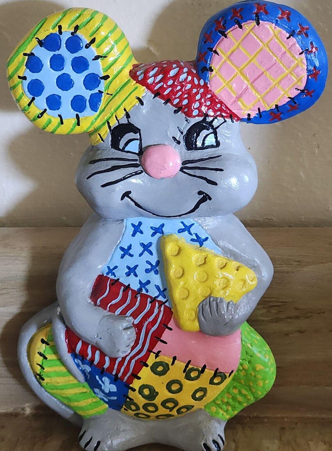 Vintage Chalkware Plaster Mouse W/ Cheese Wall Plaque Handpainted ...