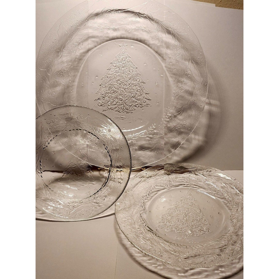 Arcoroc Holly Tree Christmas Dinnerware 12 Piece Dinner Salad Plates W ...