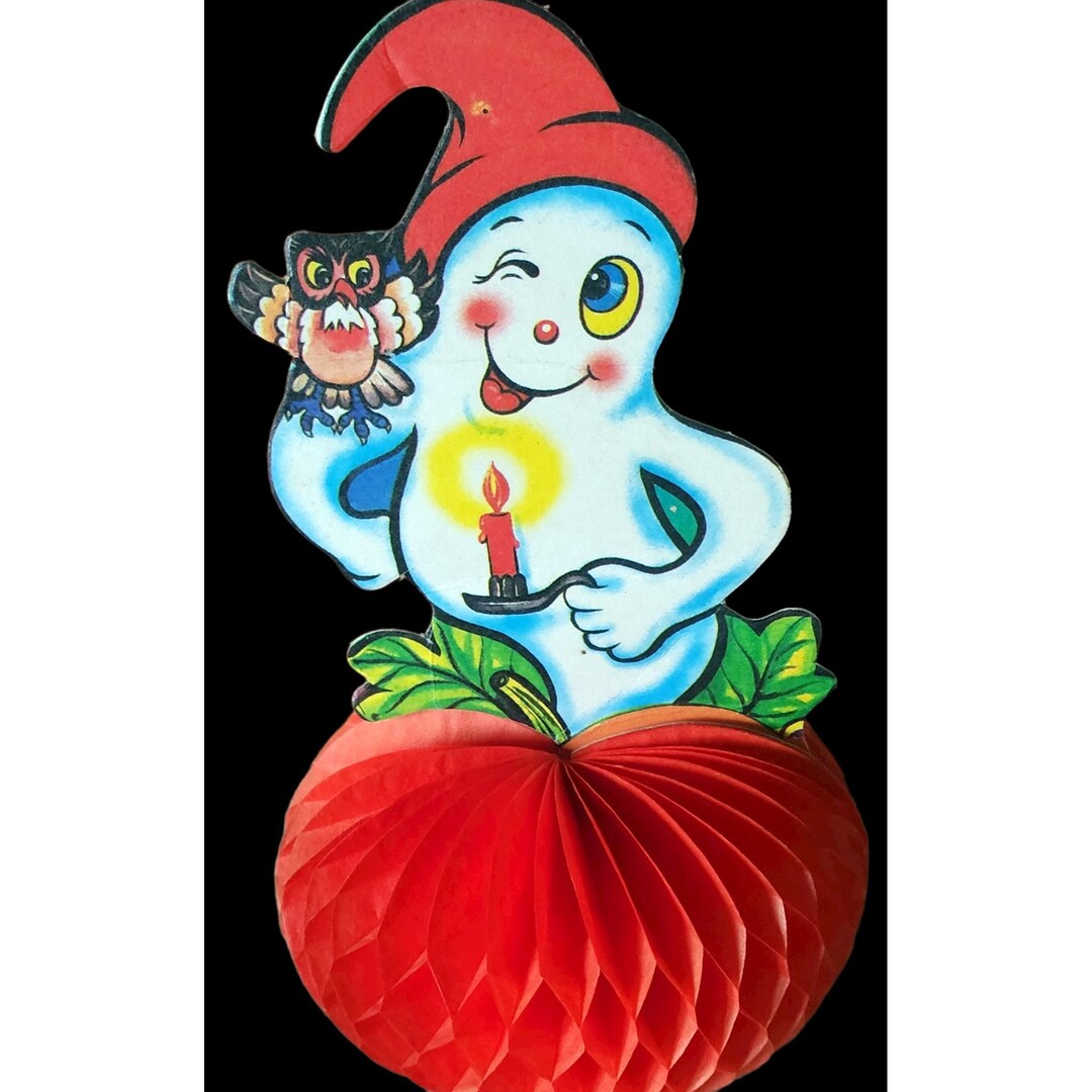 Vintage Small Russ Winking Ghost W/ Owl Pumpkin Honeycomb Centerpiece See Pic - Etsy