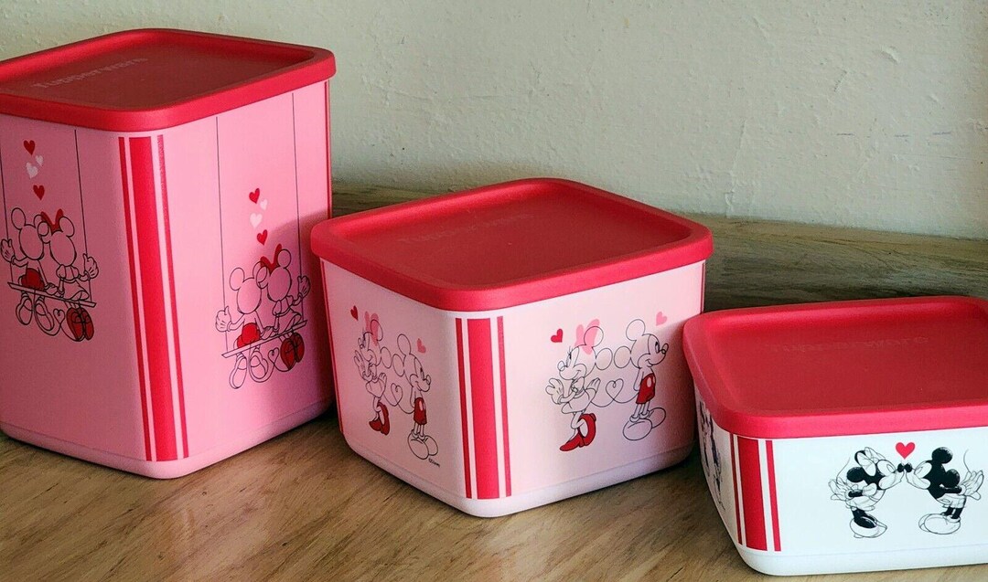 Tupperware Disney Mickey and Minnie Mouse Love Storage Fridge Canister ...