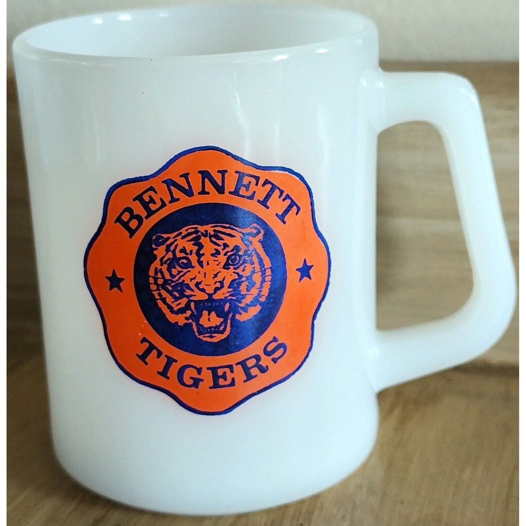 Vintage Bennett Tigers Logo Milk Glass Coffee Mug Nice Shape See ...
