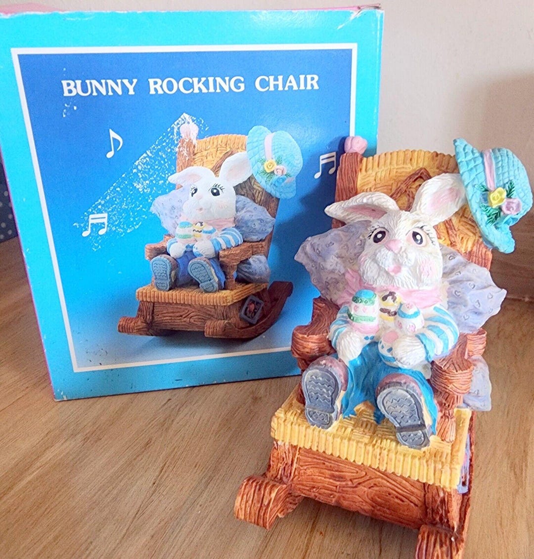 Easter Bunny in Rocking Chair Music Box Plays “easter Parade” Song ...