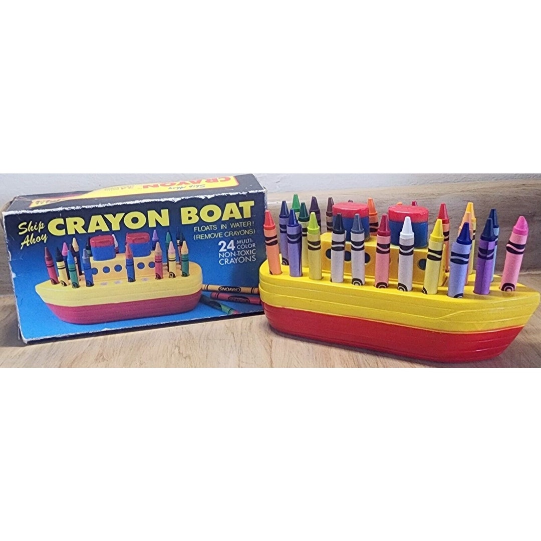 Vintage Ship Ahoy 7.5 Plastic Crayon Boat Floats in Water in Original ...