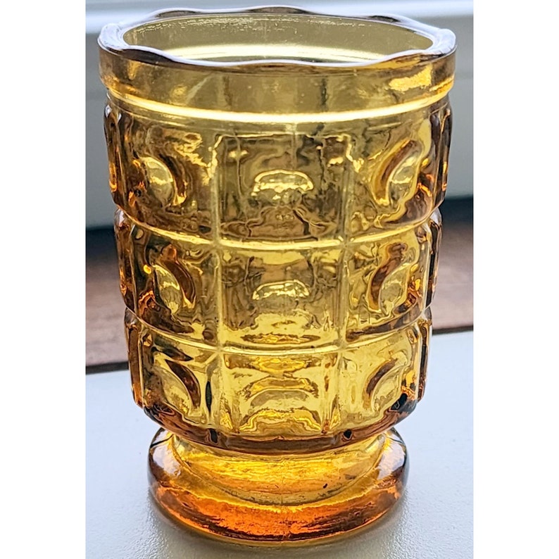 Pretty Amber / Gold Footed 3 Inch Glass Candle Holder Shot Looking ...