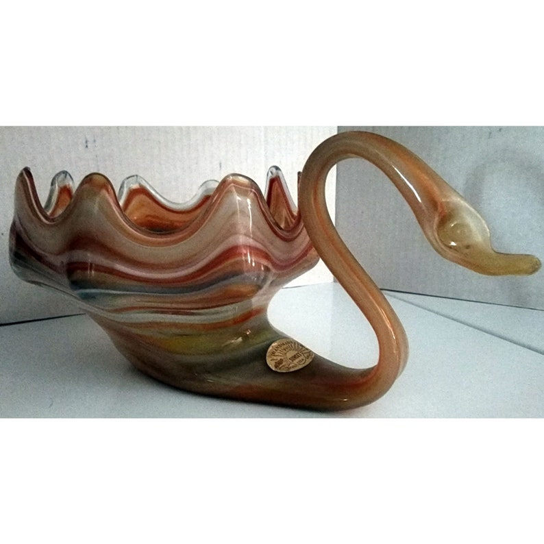 Vintage Mid Century Modern Art Glass Swan Sunset Company Spiro - Etsy