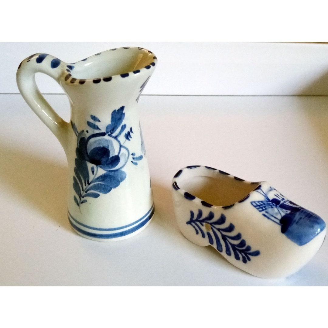 Vintage Delft Pottery Mini Pitcher Blue White Windmill Holland - Etsy