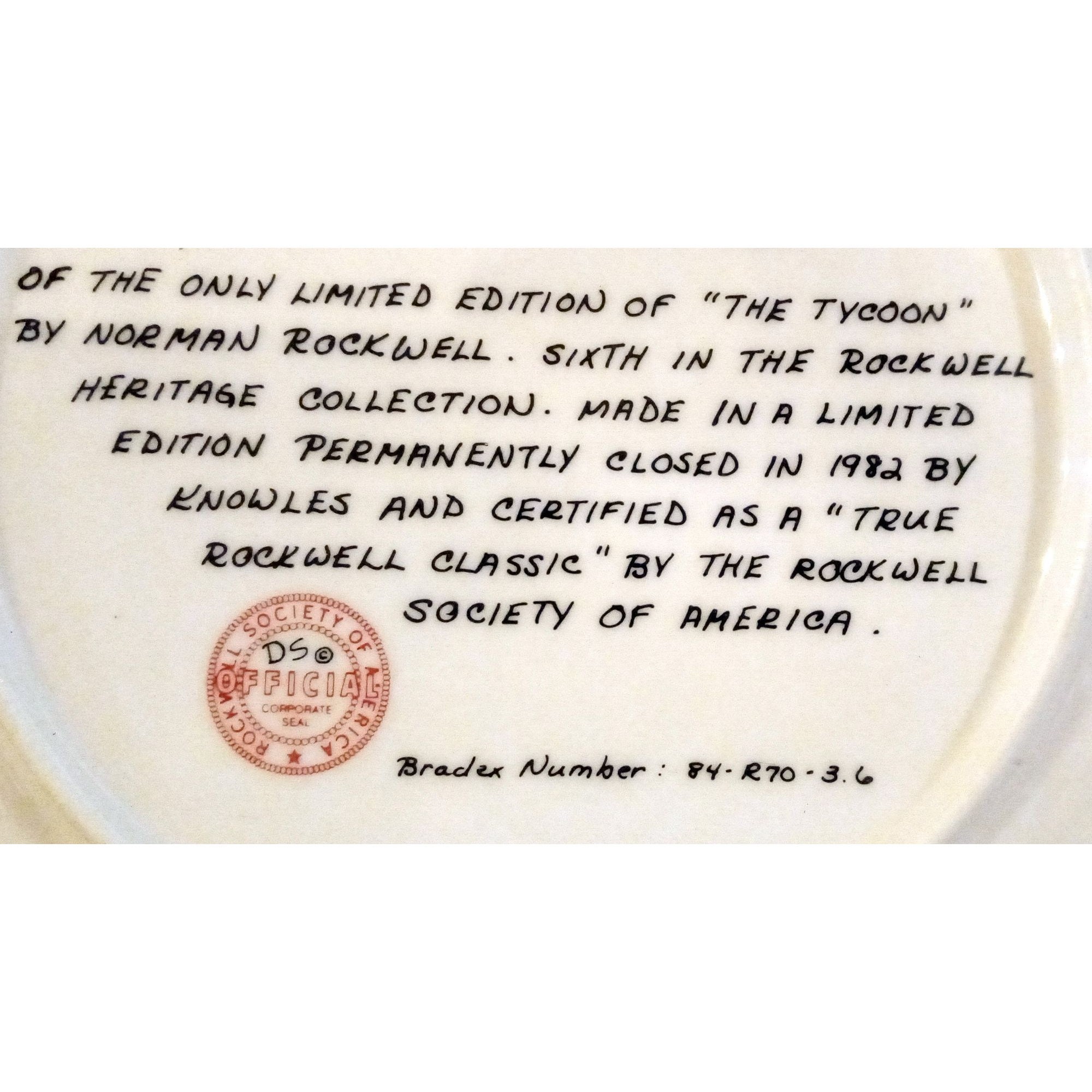Edwin M. Knowles China Norman Rockwell the Tycoon Collector Plate See ...