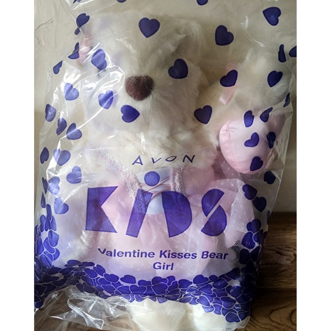 Avon Angel Teddy Bear Plush Stuffed Animal Pink Heart Dress Wings 1998 ...