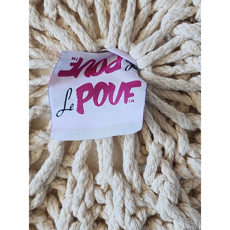 Round Le Pouf Ottoman Hand Knitted Footrest Foot Stool Natural Beige ...