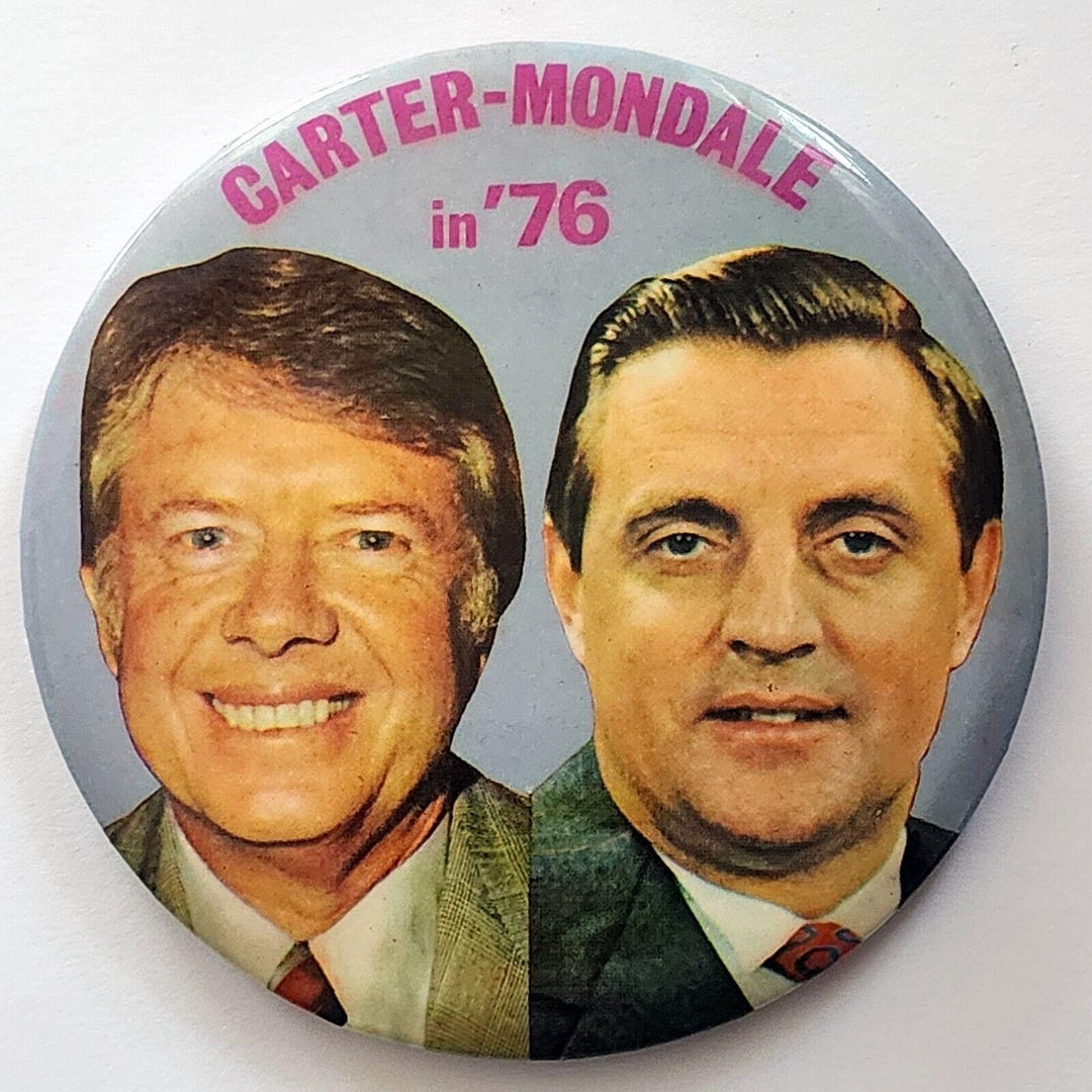 1976 Jimmy Carter Walter Mondale Convention Presidential Campaign Pin ...