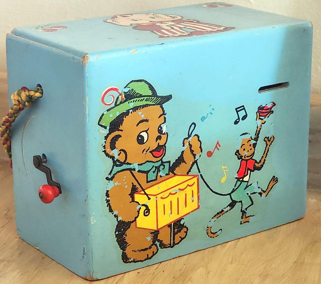 Vintage Toy Wooden Grinder Grind Box Crank Music Box See Description ...