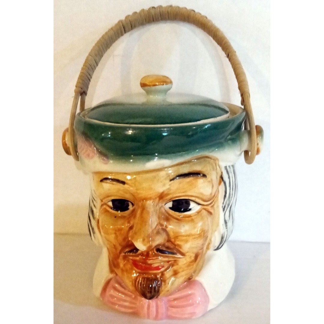 Vintage Toby Basket Weave Handle Biscuit Jar / Cookie Canister Please ...