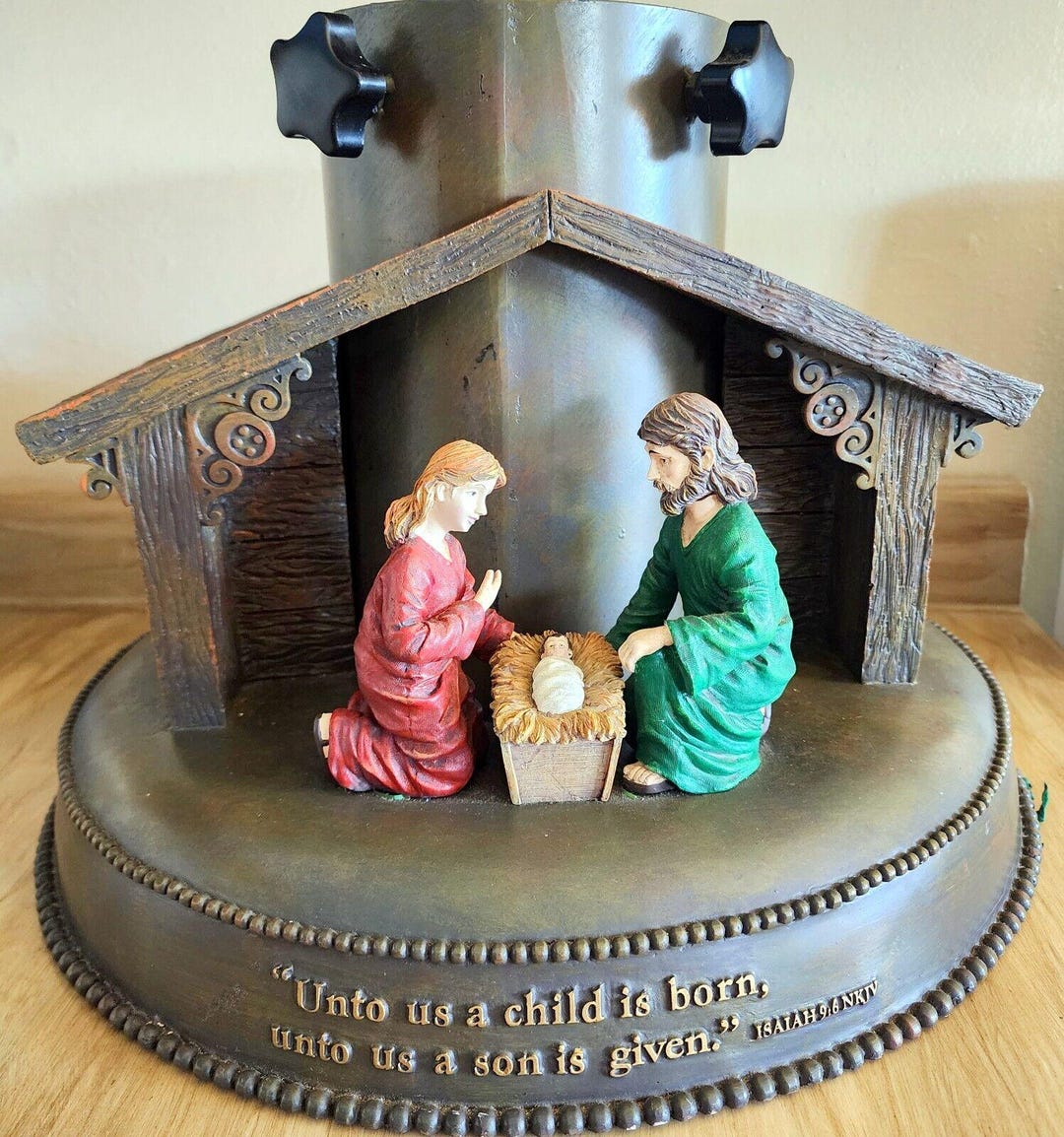 Vintage Christmas Tree Stand Nativity Jesus Mary Joesph Manger ...