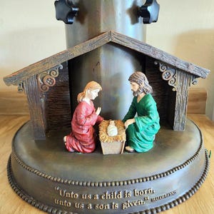 Vintage Christmas Tree Stand Nativity Jesus Mary Joesph Manger ...