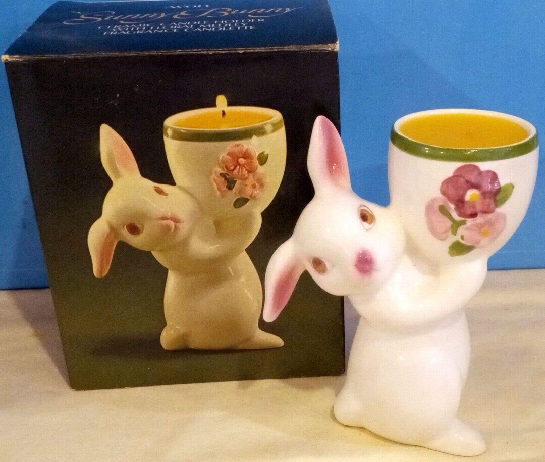 Vintage Avon Sunny Bunny Candle Holder Floral Medley Candle NOS - Etsy