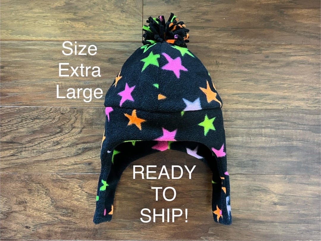 Fleece Hat, Size Extra Large Star Print Hat, Toddler, Child, Winter Hat ...