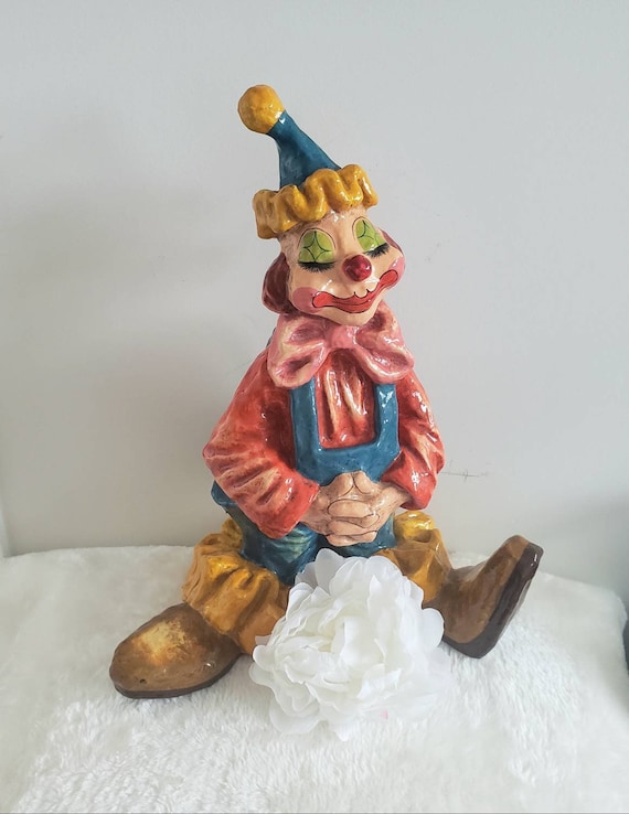 Vintage Mexican folk art ceramic clown figurine statue - munimoro.gob.pe