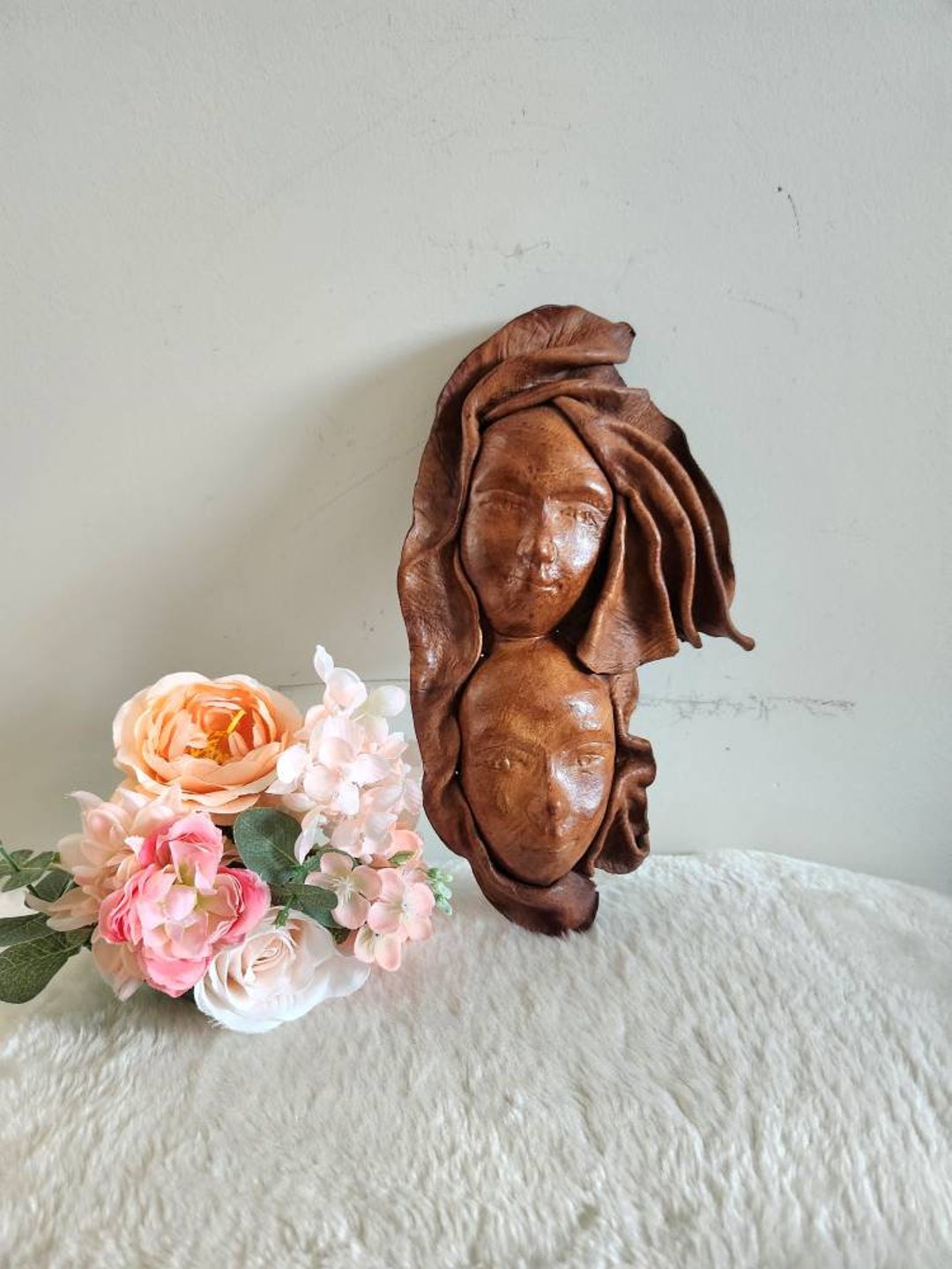 Vintage Handmade Leather Faces Sculpture/wall Art Objects/ Face Mask ...
