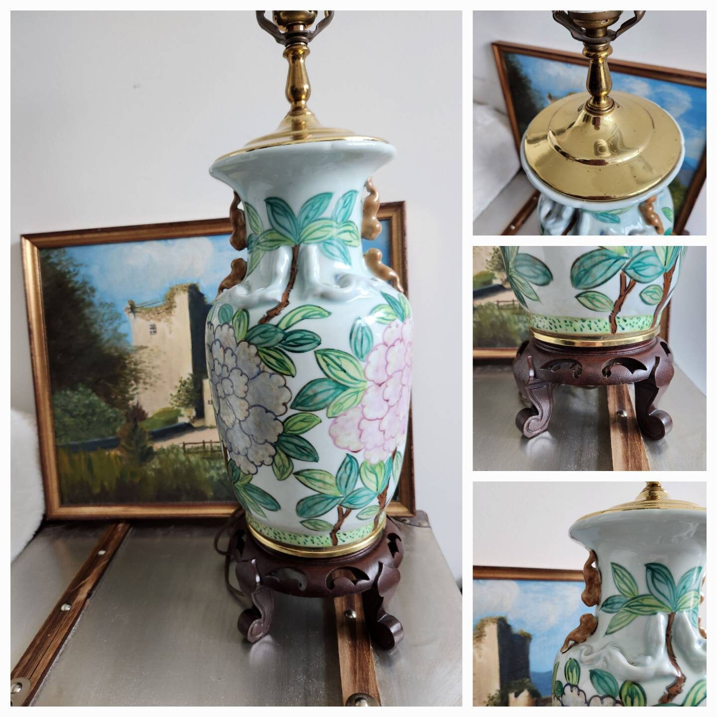 Vintage Kaiser Kuhn Porcelain Table Lamp/pastel Floral Leaf Vine Lamp ...
