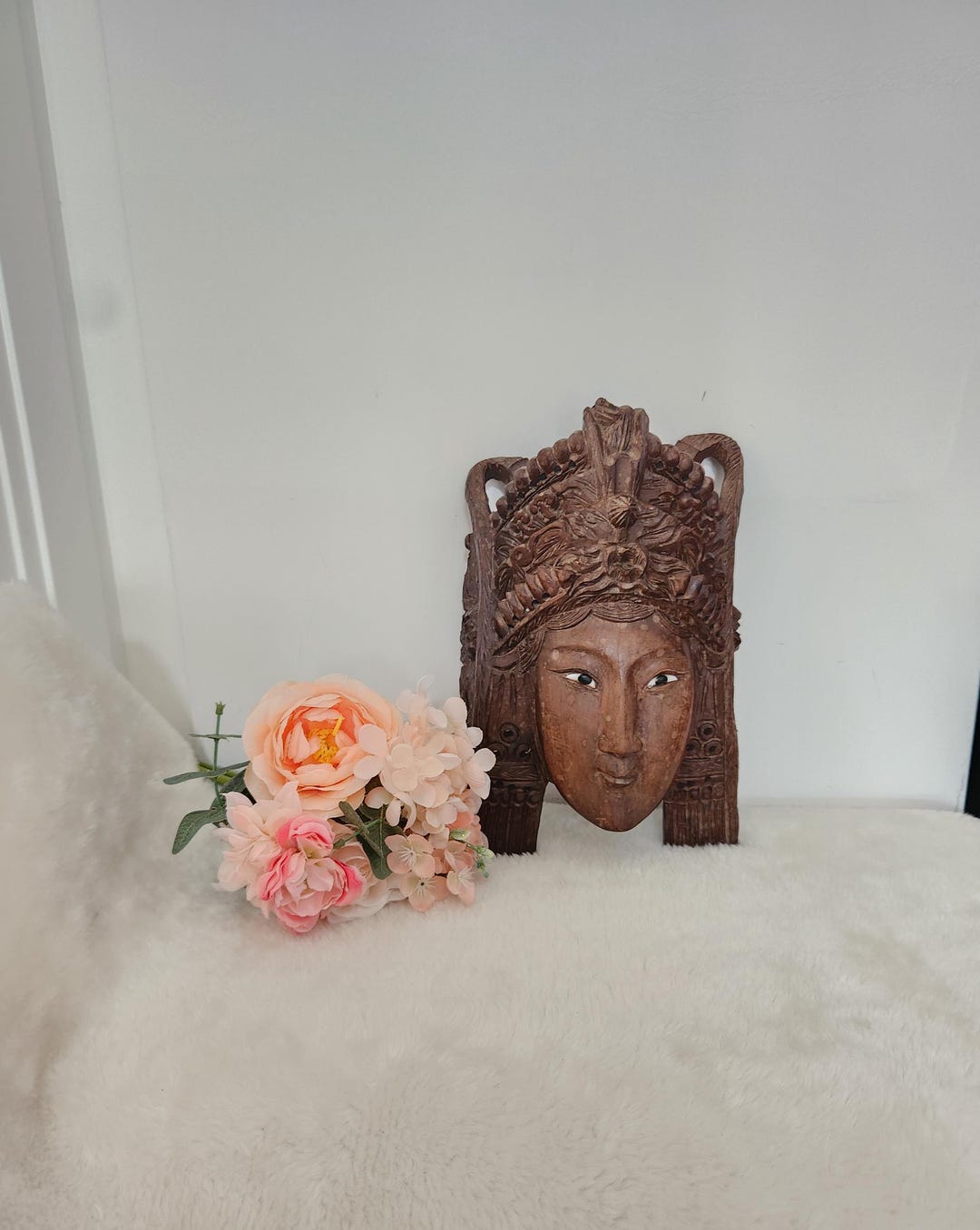 Vintage Wooden Asian Female Mask/ Chinese Empress Carved Mask/ Chinese ...
