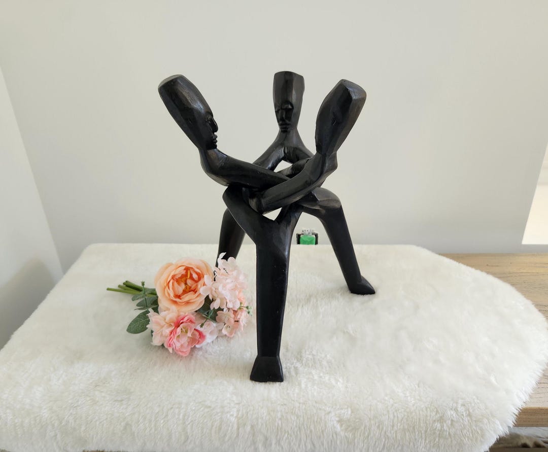 Vintage Hand Carved Wooden African Unity Circle Sculpture/interlocking ...