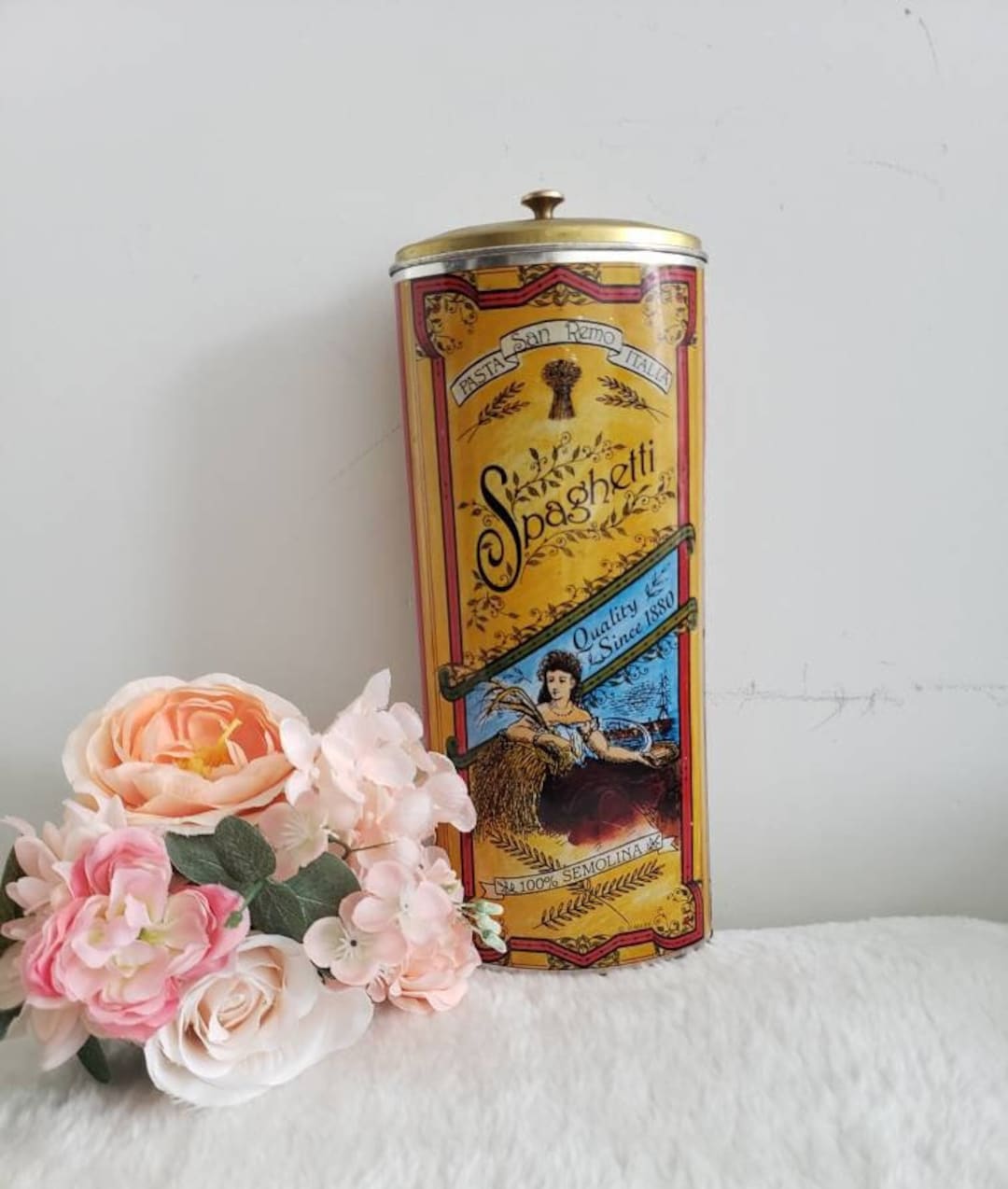 Vintage San Remo Spaghetti Tin/brass Tin Lid/ Quality Since 1880/ 100 ...