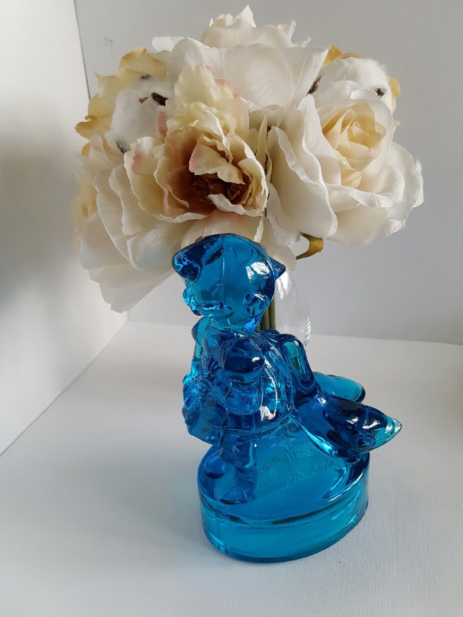 Vintage Cobalt Blue Glass Goose Girl Glass Figurine L.E. Smith - Etsy ...