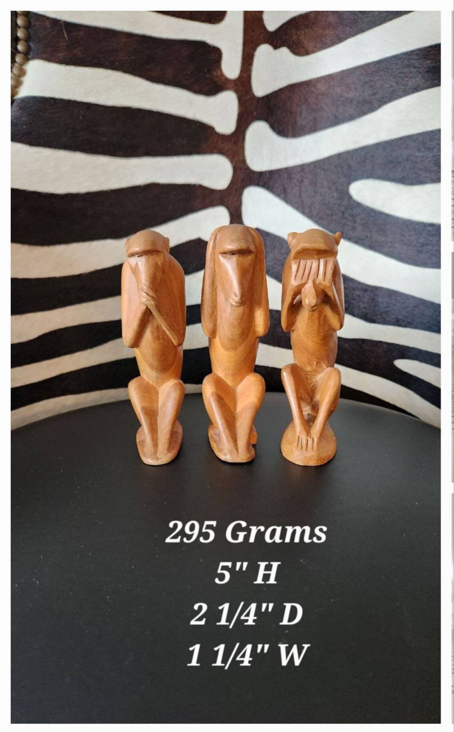 Vintage Wood Wise Monkeys Figurines See Speak Hear No Evil/3 Wise ...