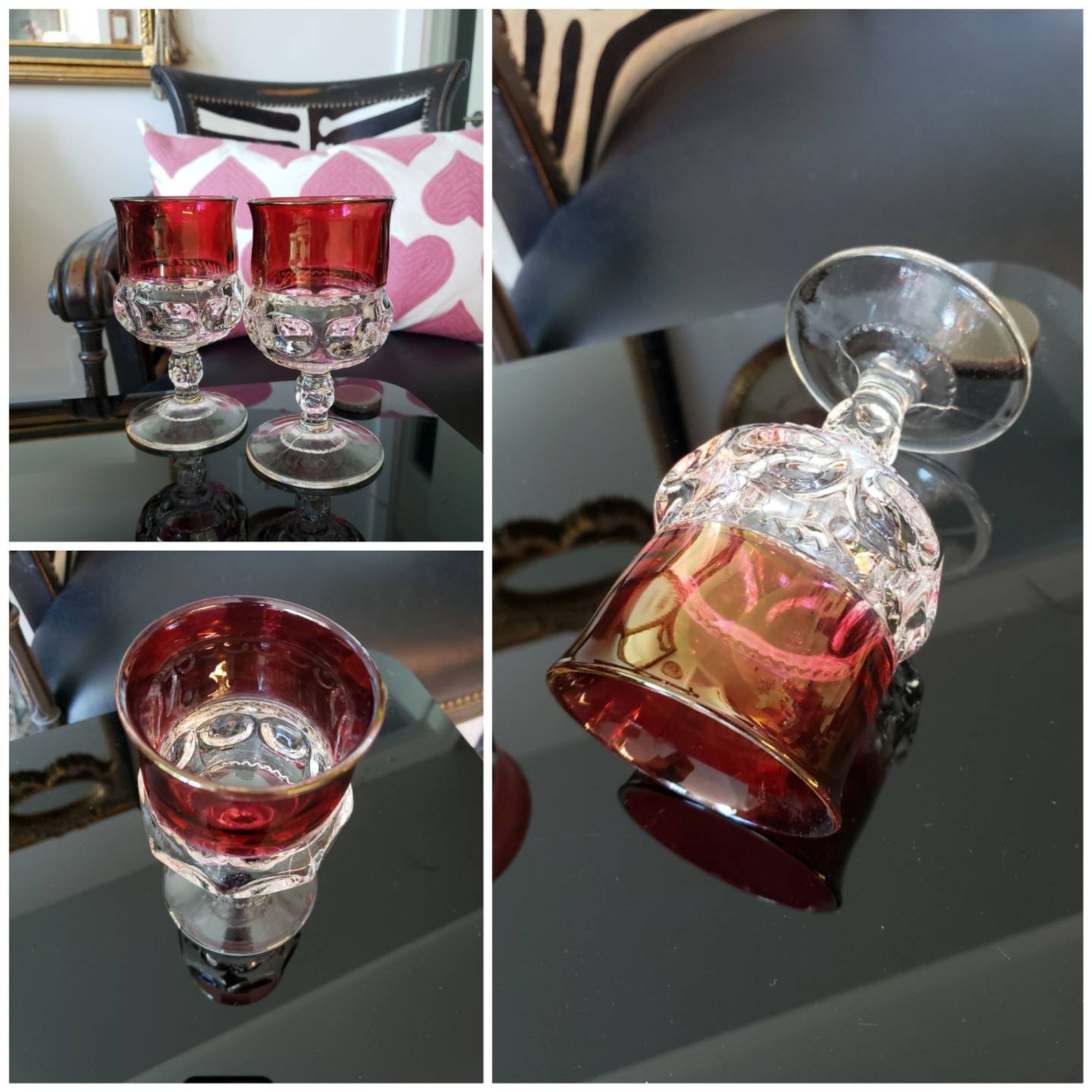 Vintage King's Crown Ruby Flashed Thumb Print Water - Etsy Canada