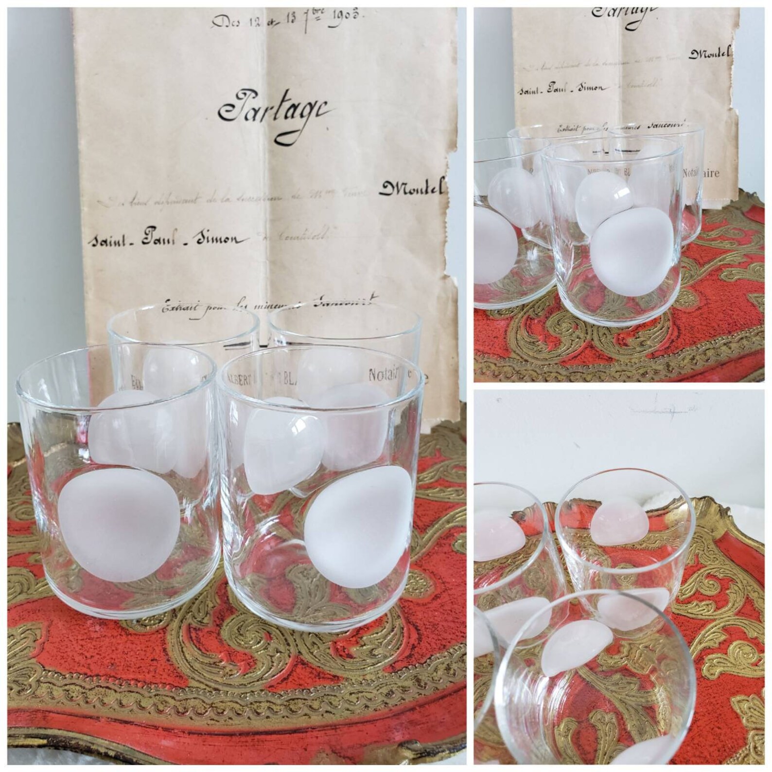 Vintage Bormioli Rocco Giove Italian Art Glass Rocks Glasses Frosted ...