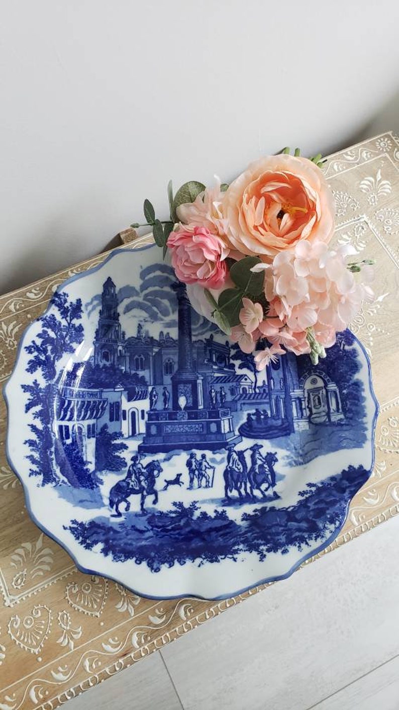 Vintage Victorian Ironstone Cobalt Blue White Scalloped Plate by ...