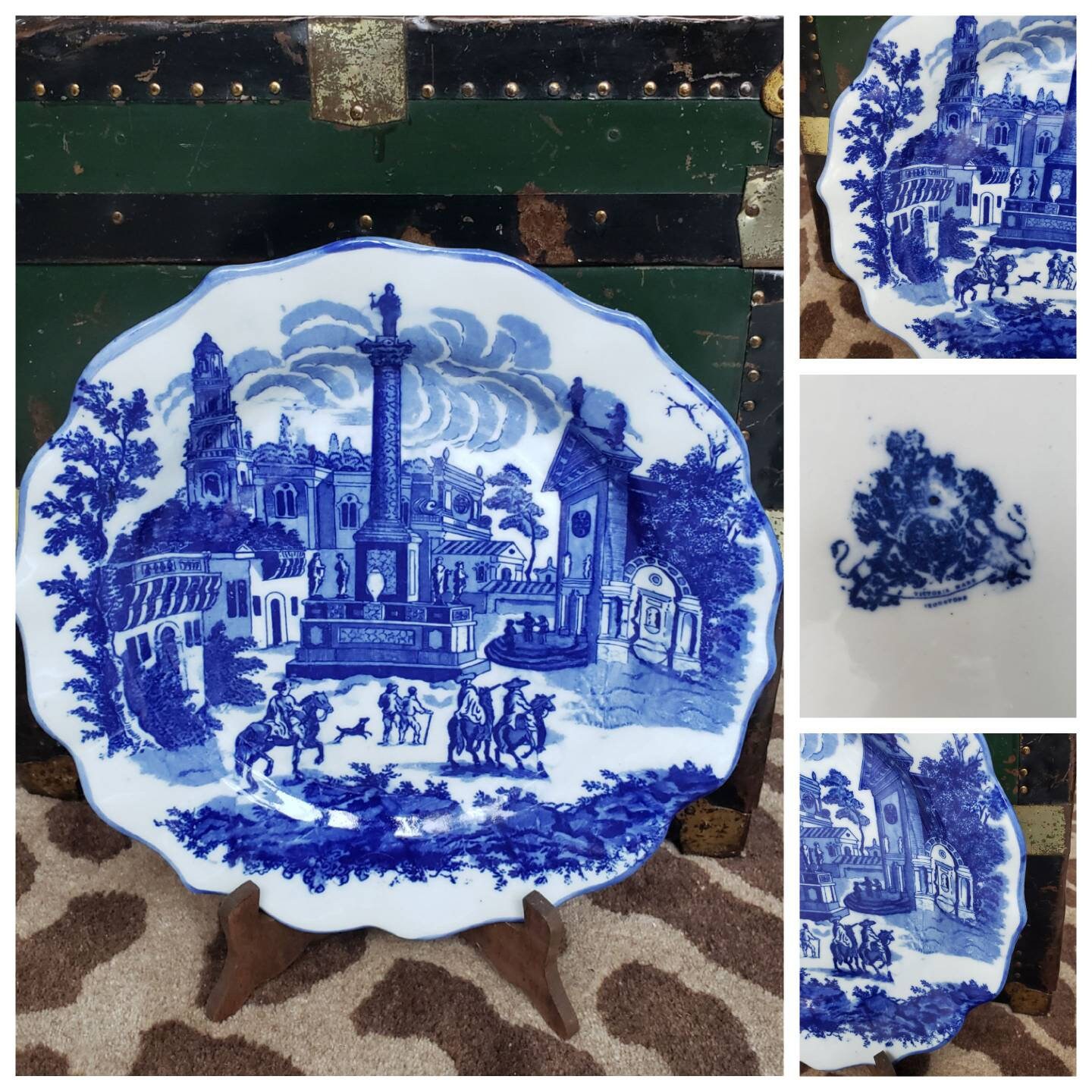 Vintage Victorian Ironstone Cobalt Blue White Scalloped Plate by ...