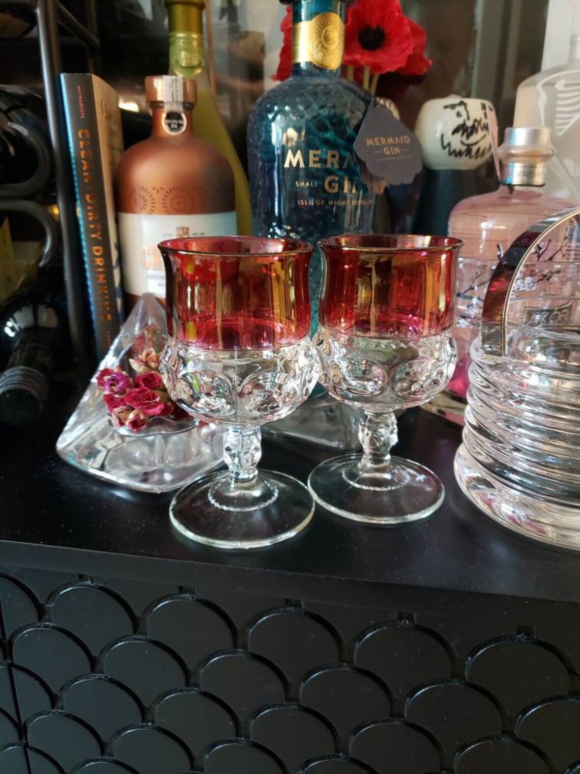 Vintage King's Crown Ruby Flashed Thumb Print Water - Etsy Canada