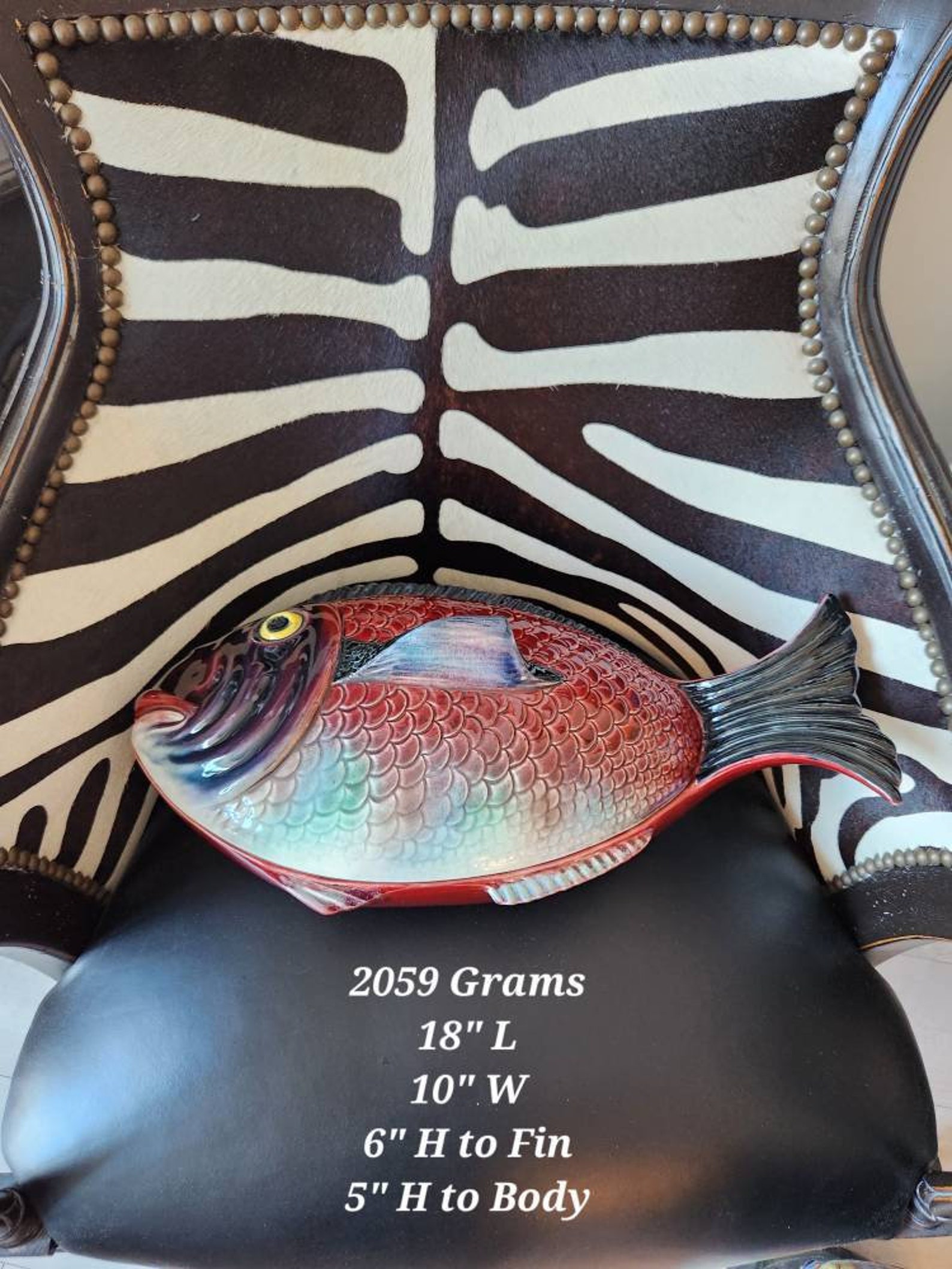 Vintage Ceramic Covered Fish Platter/art Pottery Fish Shaped Platter ...