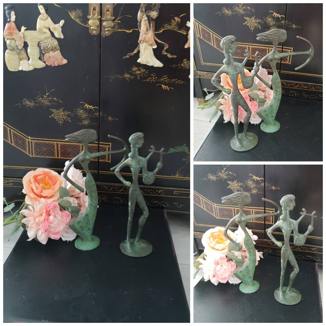 Vintage Ancient Greek Roman Oxidized Bronze Mythology Deities Statues ...
