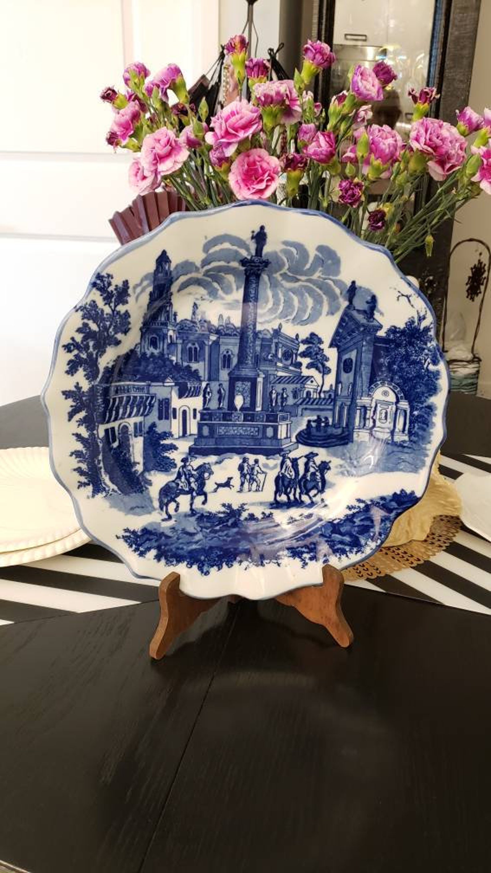 Vintage Victorian Ironstone Cobalt Blue White Scalloped Plate by ...