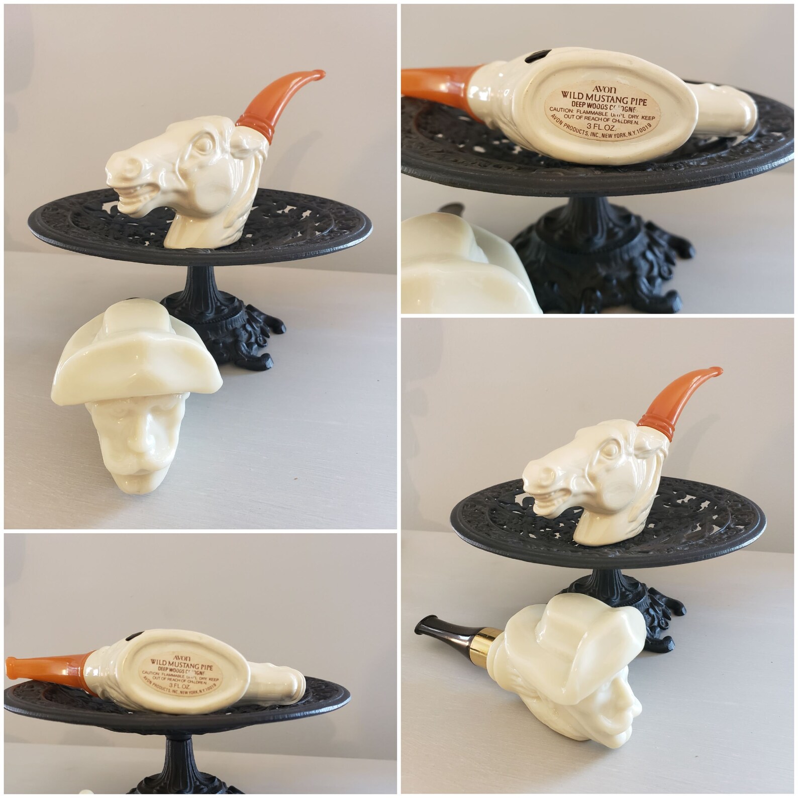 Vintage Avon Wild Mustang Pipe Glass Cologne Bottle & Pony Express ...