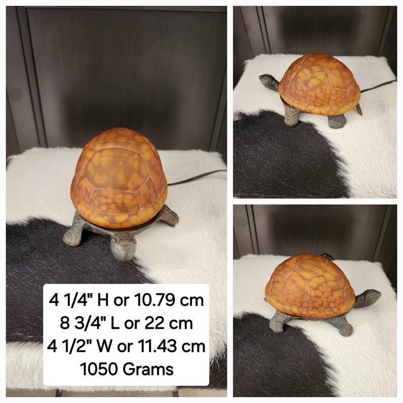 Vintage Amber Glass Tortoise Turtle Desk Lamp/ Turtle Table Lamp ...